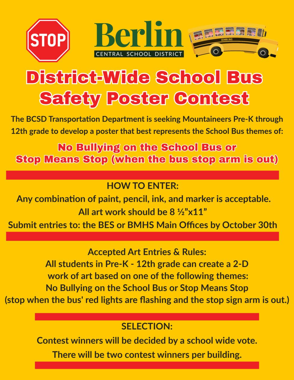 District-Wide Bus Safety Poster Contest!!! | Berlin Central School District