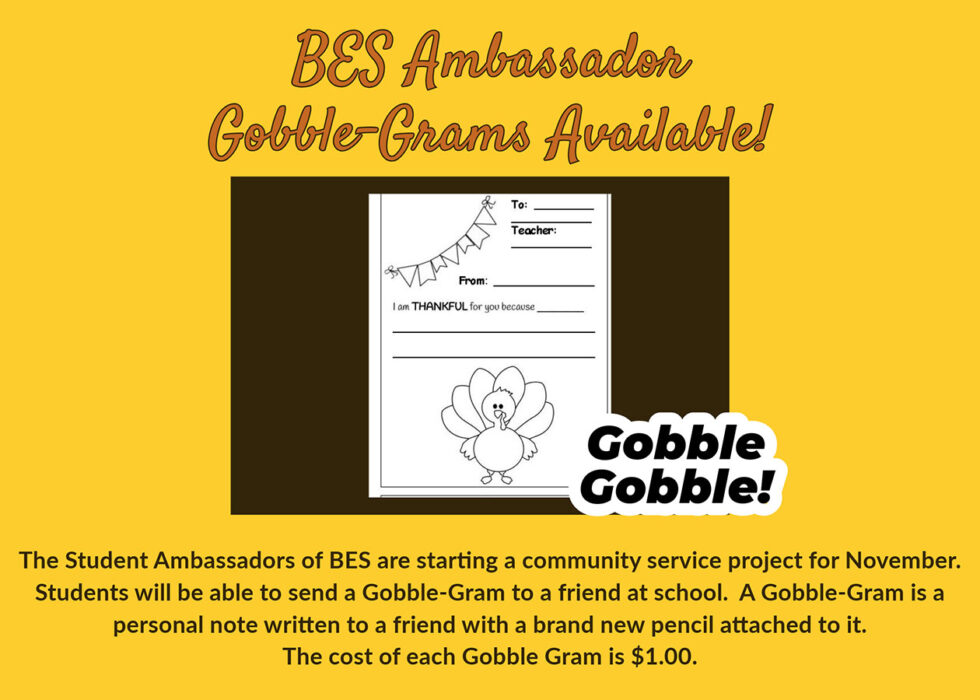 BES Ambassador Gobble-Grams Available until 11/14! | Berlin Central ...