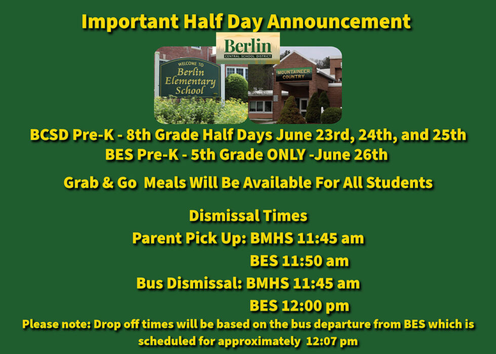 Message from BMHS Principal Bernsley - BMS Half-Day Schedule June 23-25 ...