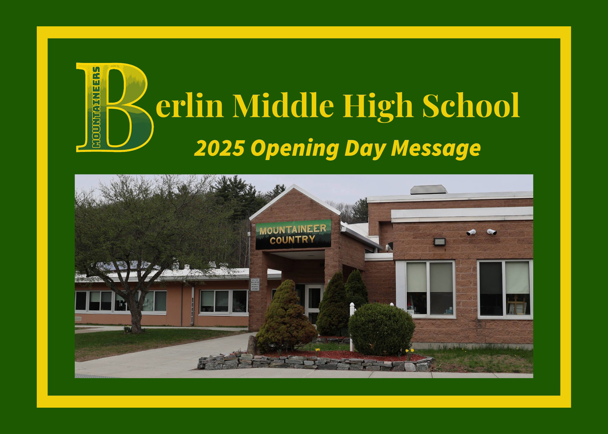 BMHS Principal Bernsley's 2025 Opening Day Message | Berlin Central ...